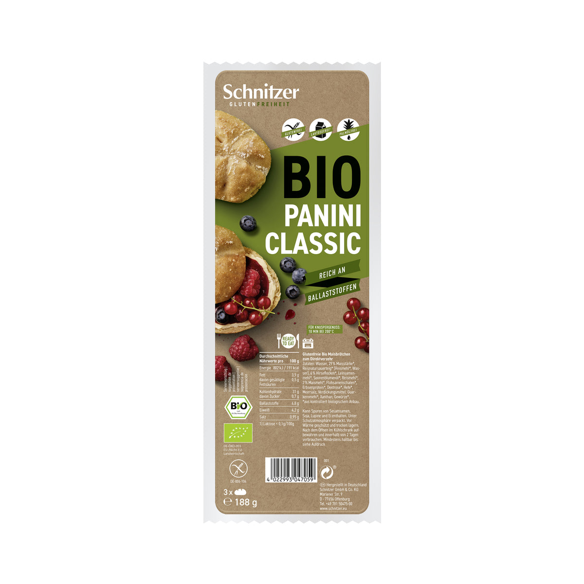 Panini klasik bezlepkové 188 g BIO SCHNITZER – Econea.cz