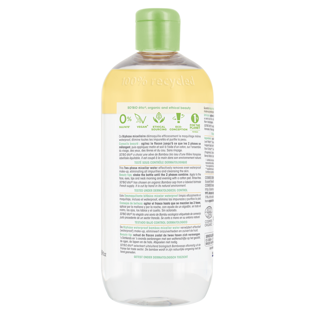SO’BiO étic Voda micelární dvoufázová - Pur BAMBOO BIO (500 ml) – Econea.cz