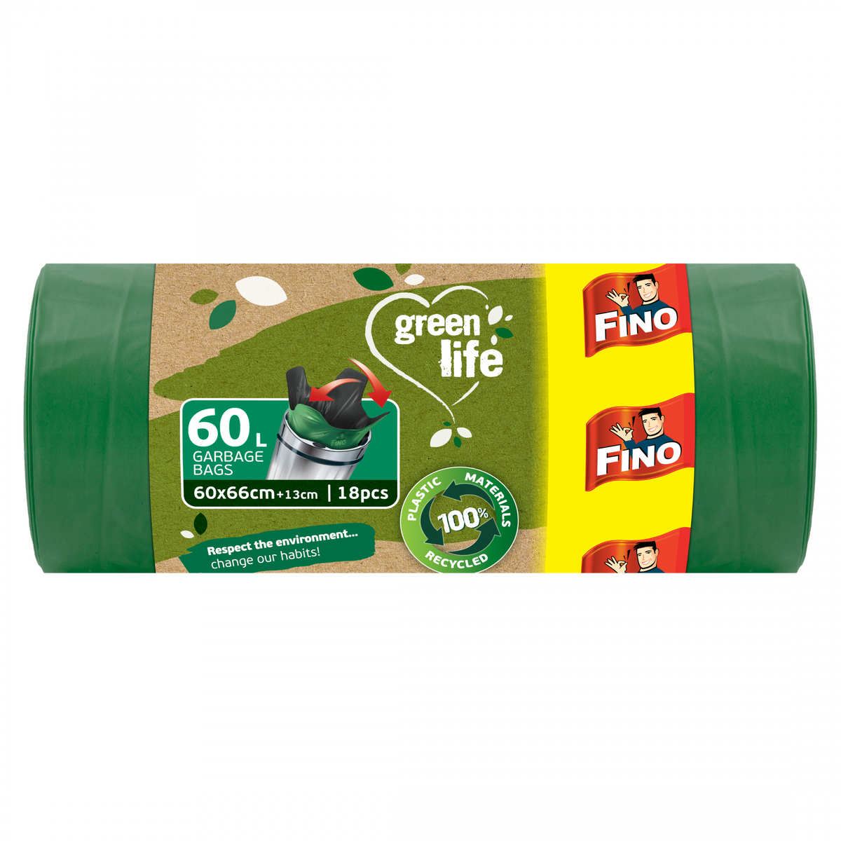 FINO Pytle na odpadky Green Life Easy pack 27 μm - 60 l (18 ks) – Econea.cz