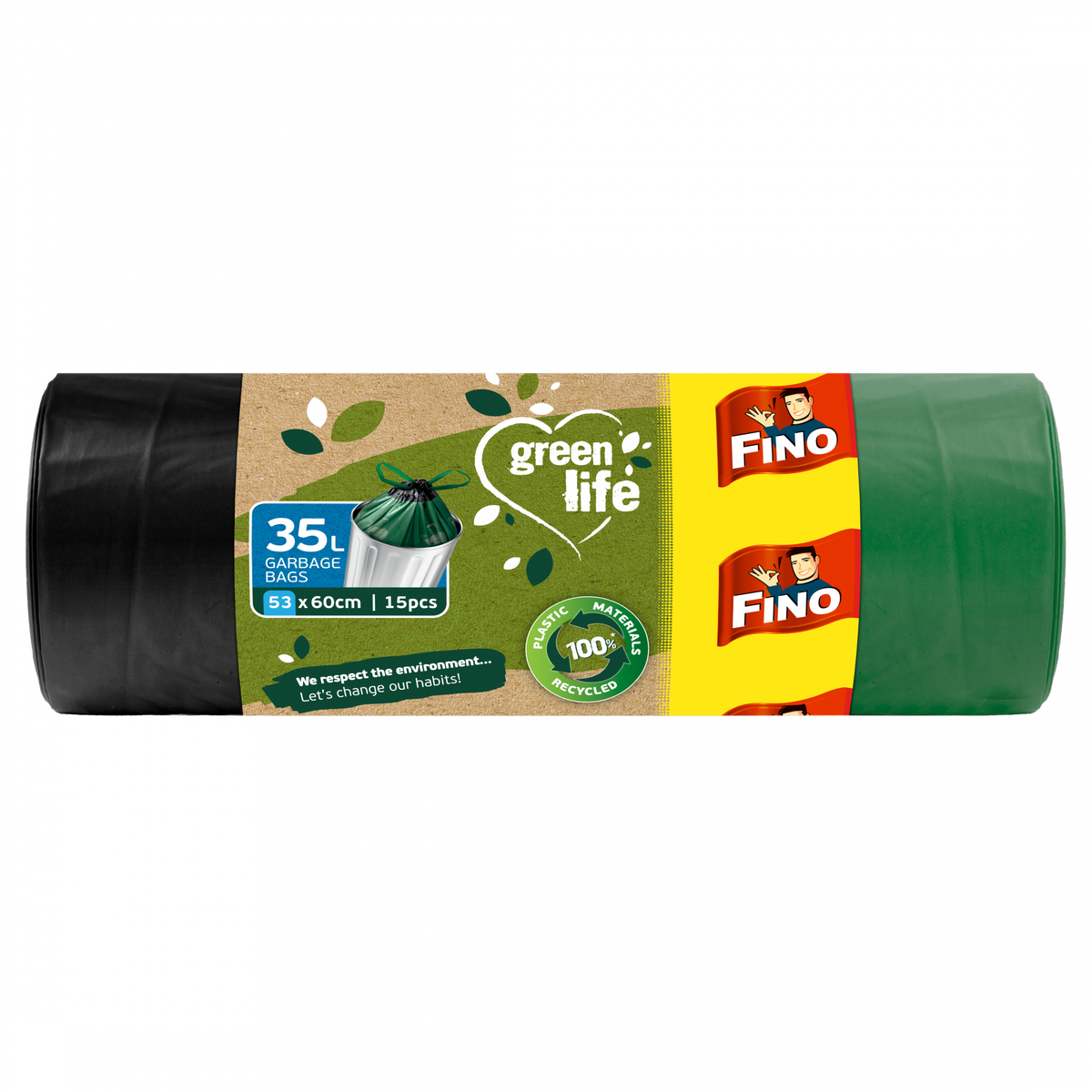 FINO Pytle na odpadky zatahovací Green Life - 35 l (15 ks) – Econea.cz